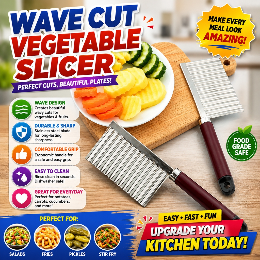 Stainless Steel Crinkle Cutter Wave Knife Vegetable Fruit Slicer ...