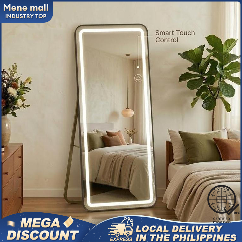 Full Length Tempered Mirror 3-Level Dimmable LED| Floor & Wall Mounted ...