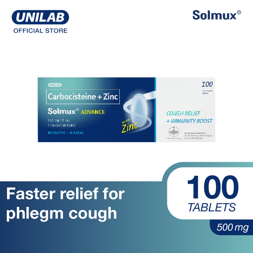 Unilab Solmux Advance 100 Tablets - Cough with Phlegm Medicine ...