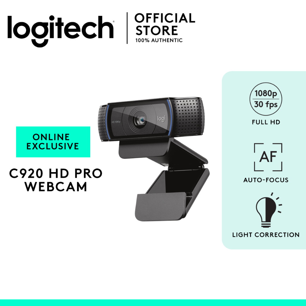 Logitech C920 Full HD Webcam, Sharp 1080p Video Calls