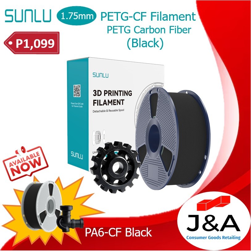 Sunlu PETG-CF PETG Carbon Fiber Filament (Black) 1.75mm for 3D Printing ...
