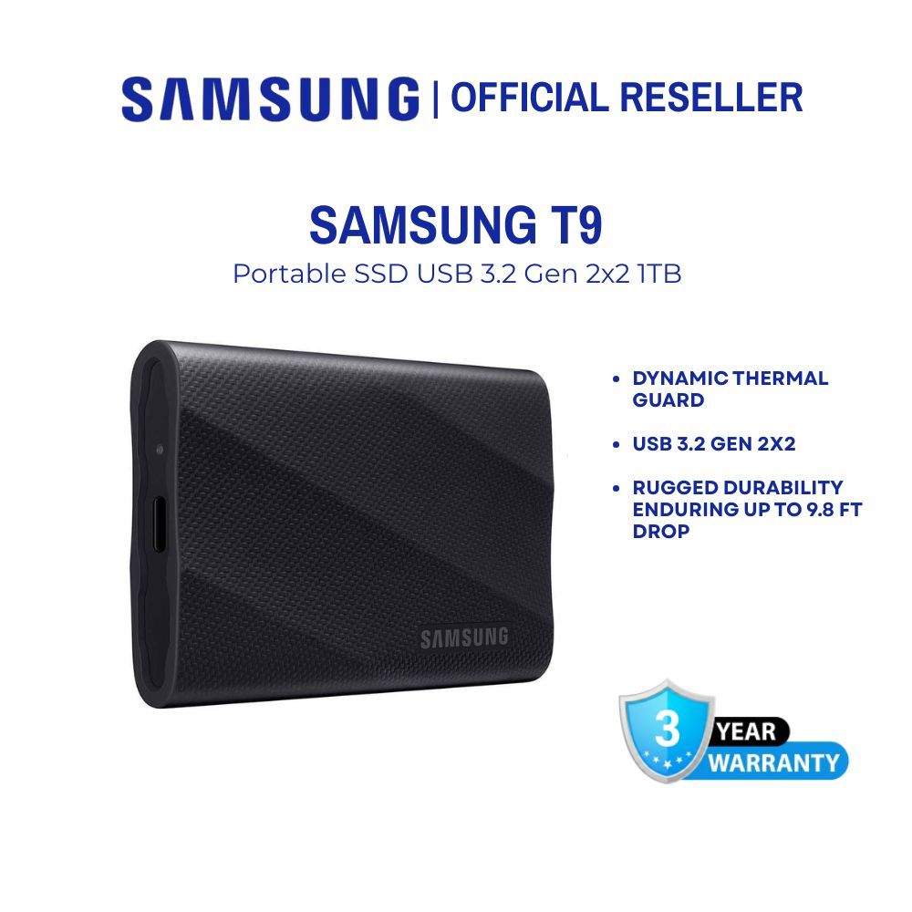 Samsung T9 Portable SSD 1TB USB 3.2 Gen2x2 2000MB/s AES256 External SSD ...