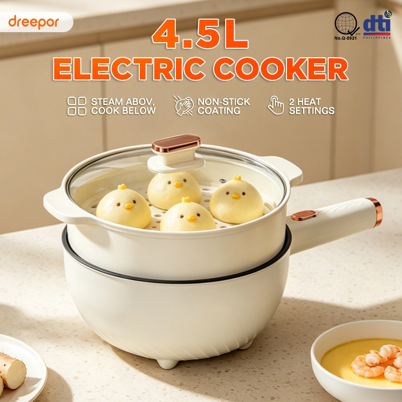 Dreepor 4.5L Electric Cooker Multifunctional With Steamer Cooking Pot ...