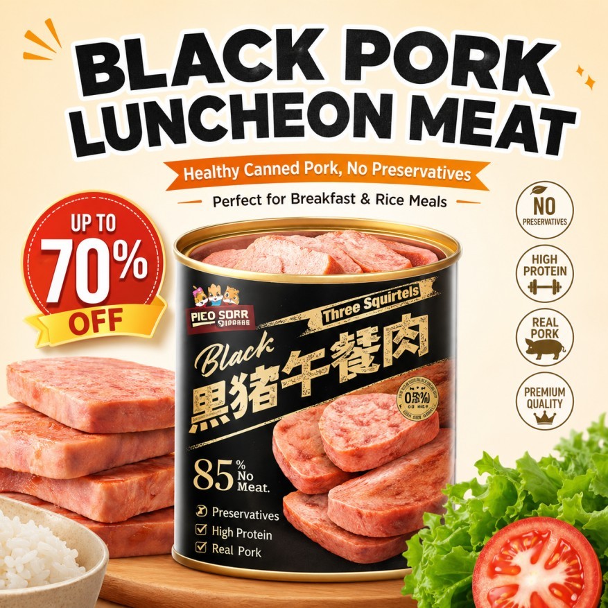 Black Pork Luncheon Meat High Protein No Preservatives Healthy Ready to ...