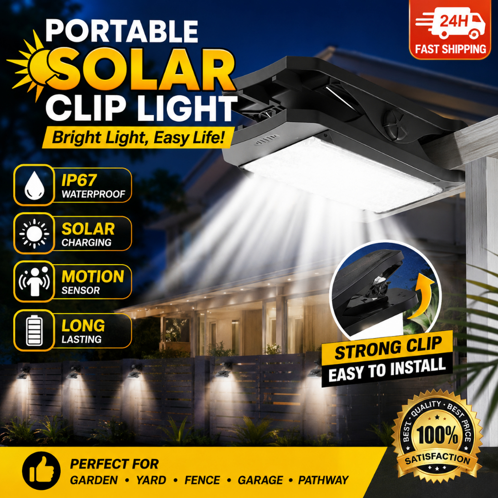 Portable Solar Light Outdoor Waterproof Solar Clip Light Motion Sensor ...