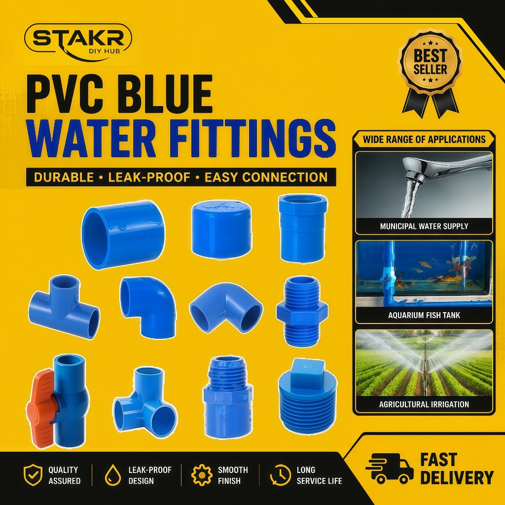 PVC Blue Water Fittings 1/2" 3/4" 1" Female Adapter, Elbow, 3way ...