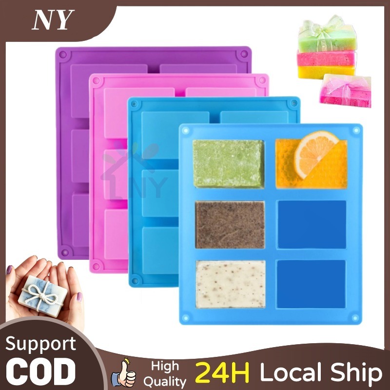 6 Gird Bar Soap Silicone Molder Chocolate Molder Rectangle Cake ...