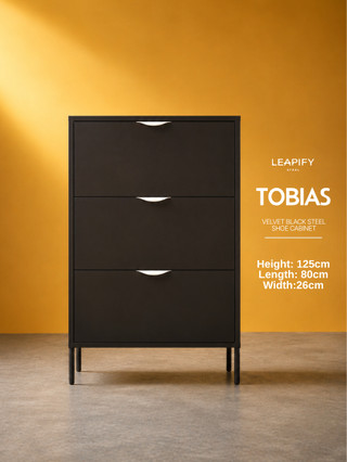 TOBIAS | Velvet Black Shoe Cabinet Made of Full Steel | Steel Shoe Rack ...