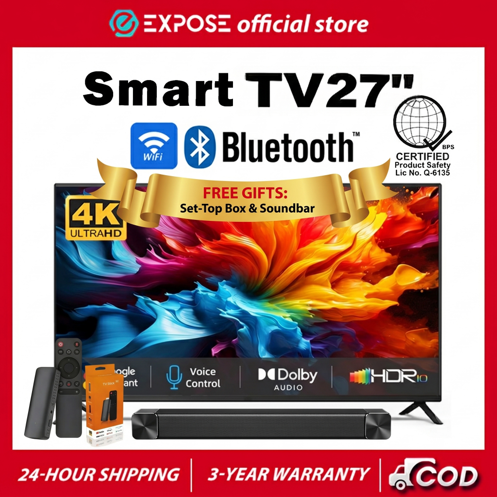 EXPOSE Smart TV 4K LED flat screen 19 22 24 27 inch Android12.0 TV ...