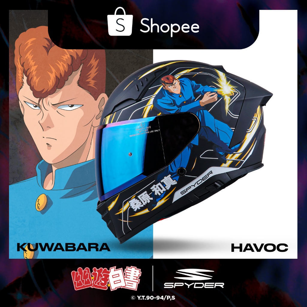 NEW RELEASE SPYDER x YuYu Hakusho Havoc GD Kuwabara SD Full Face ...