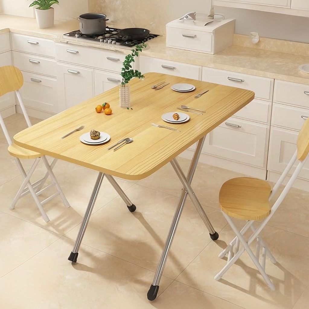 HOME&LIFE Foldable Dining Table, Portable Folding Table with 1.5cm ...