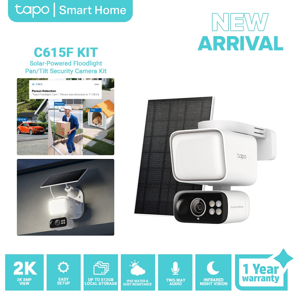 TP-Link Tapo C615F KIT 2K 3MP View Solar-Powered Floodlight Pan/Tilt ...