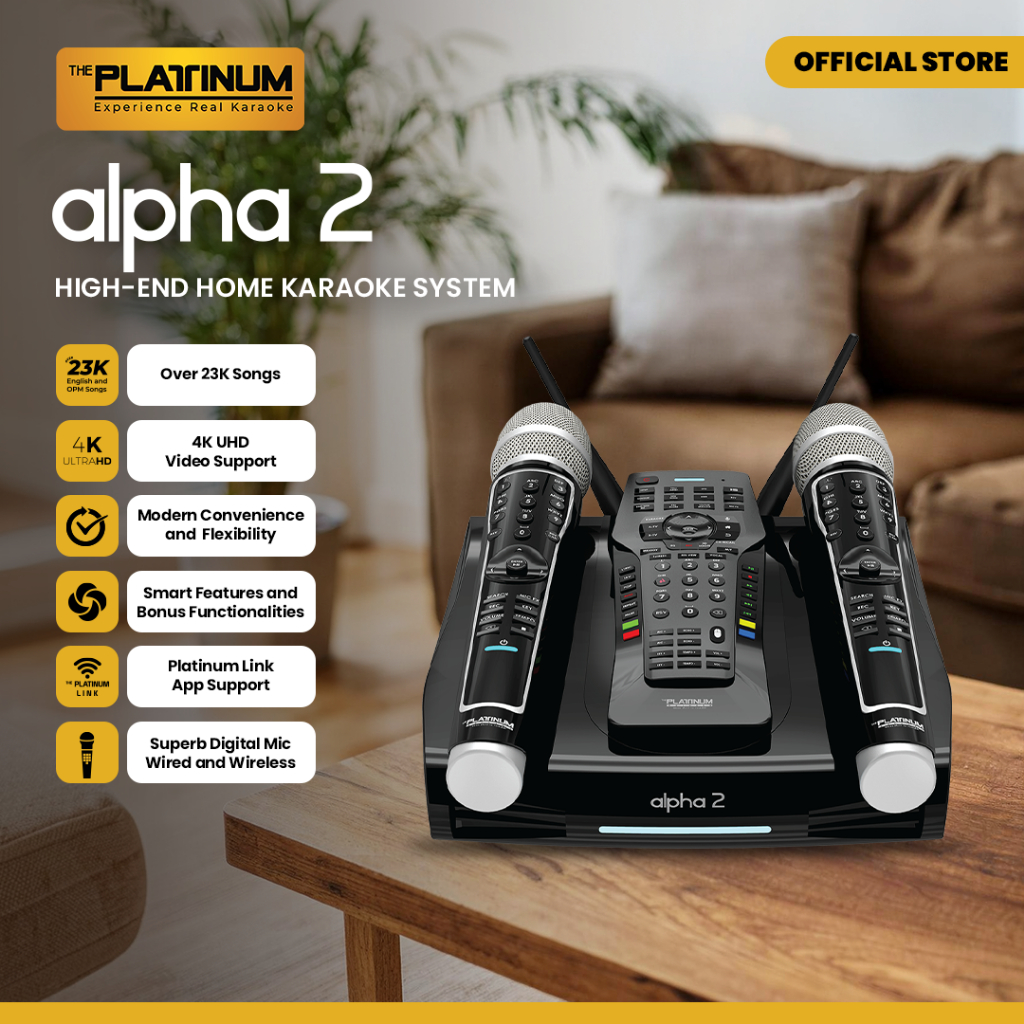 Platinum Karaoke Alpha 2 4K Wireless Mic Player with Digital and ...