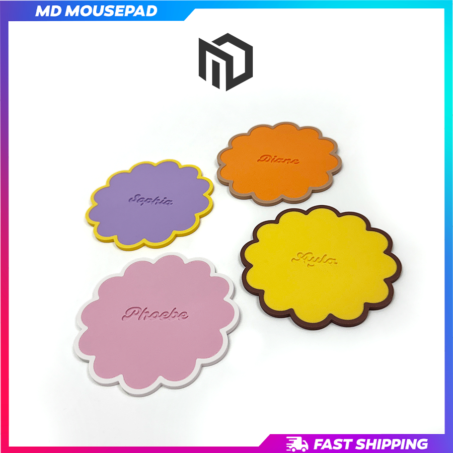MD Coaster | Personalized Flower Cup Coaster | Custom Name Cute Coaster ...