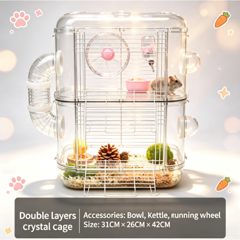 Crystal Large Hamster Cage Acrylic Transparent Big House Home Castle ...