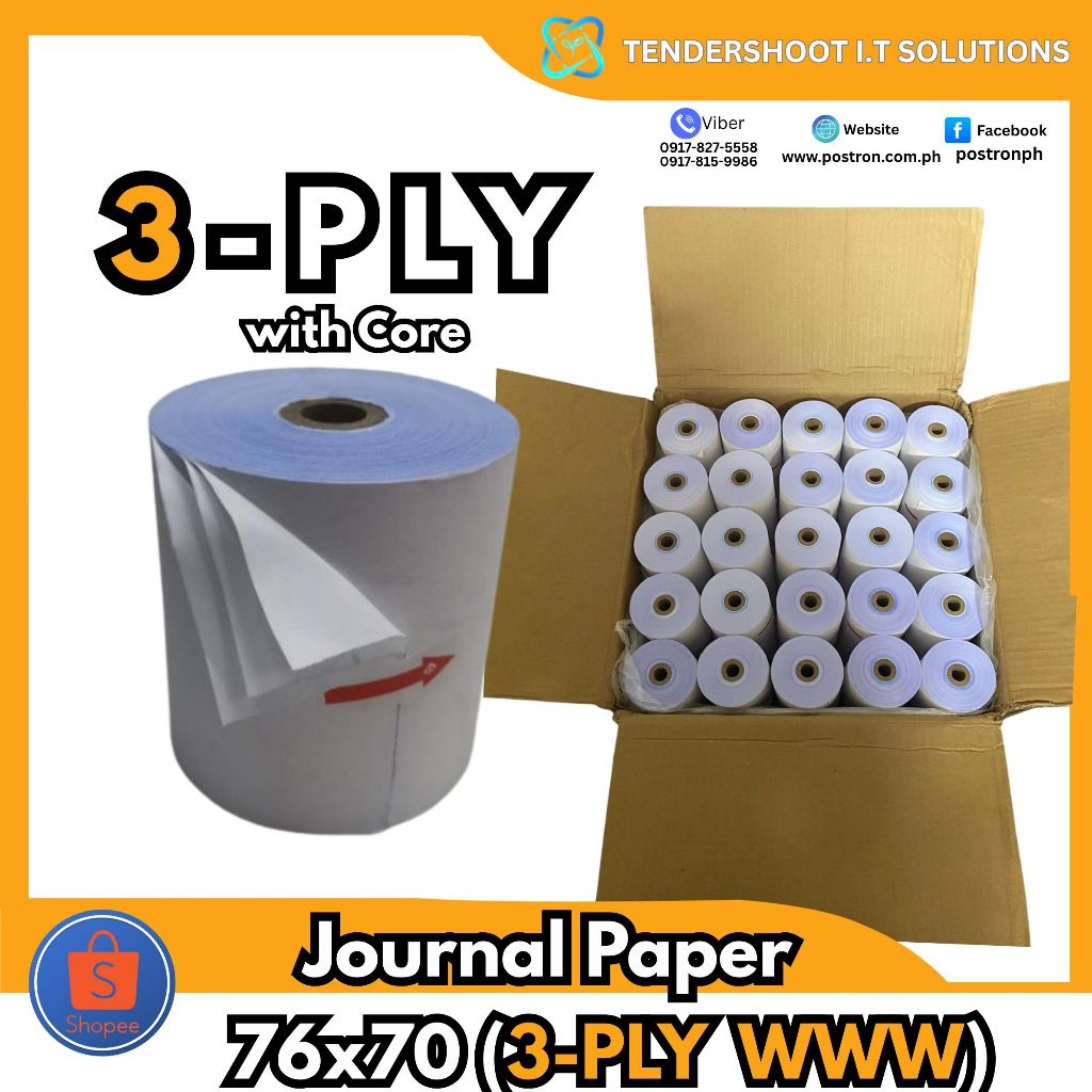 10 ROLLS 76x70 3 Ply Journal Paper ALL WHITE CARBONIZED / CARBONLESS ...