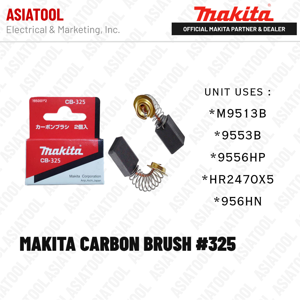 Makita Carbon Brush #325 for M9513B, 9553B, 9556HP, HR2470X5, 9556HN W ...