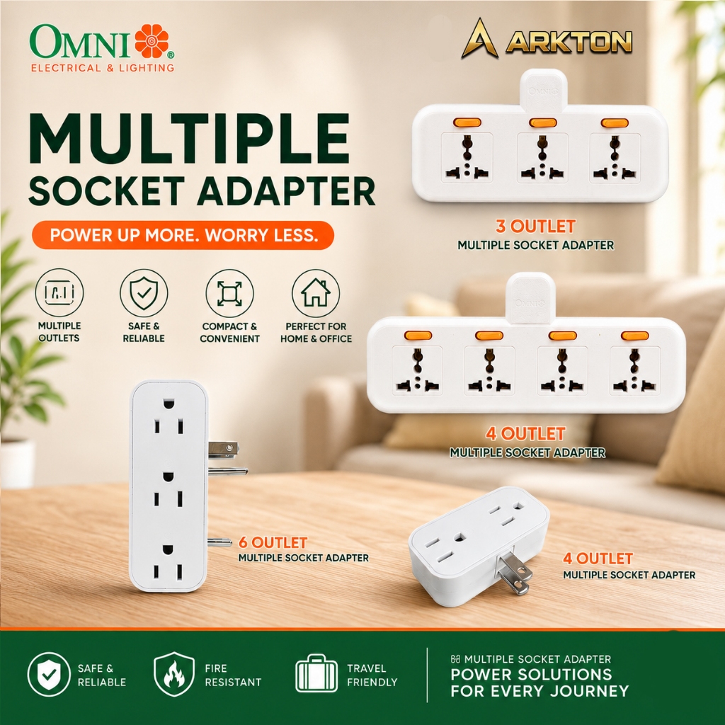 OMNI Multi Socket Adapter Universal Outlet Extender 3 4 6 Outlet Power ...
