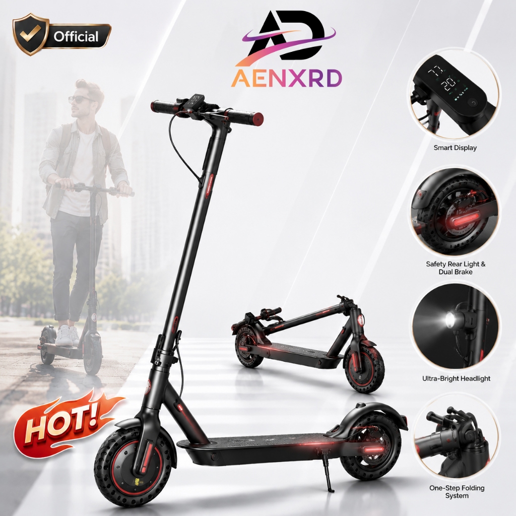 AENXRD Foldable Electric scooter Adult Full aluminum frame 500W Run ...