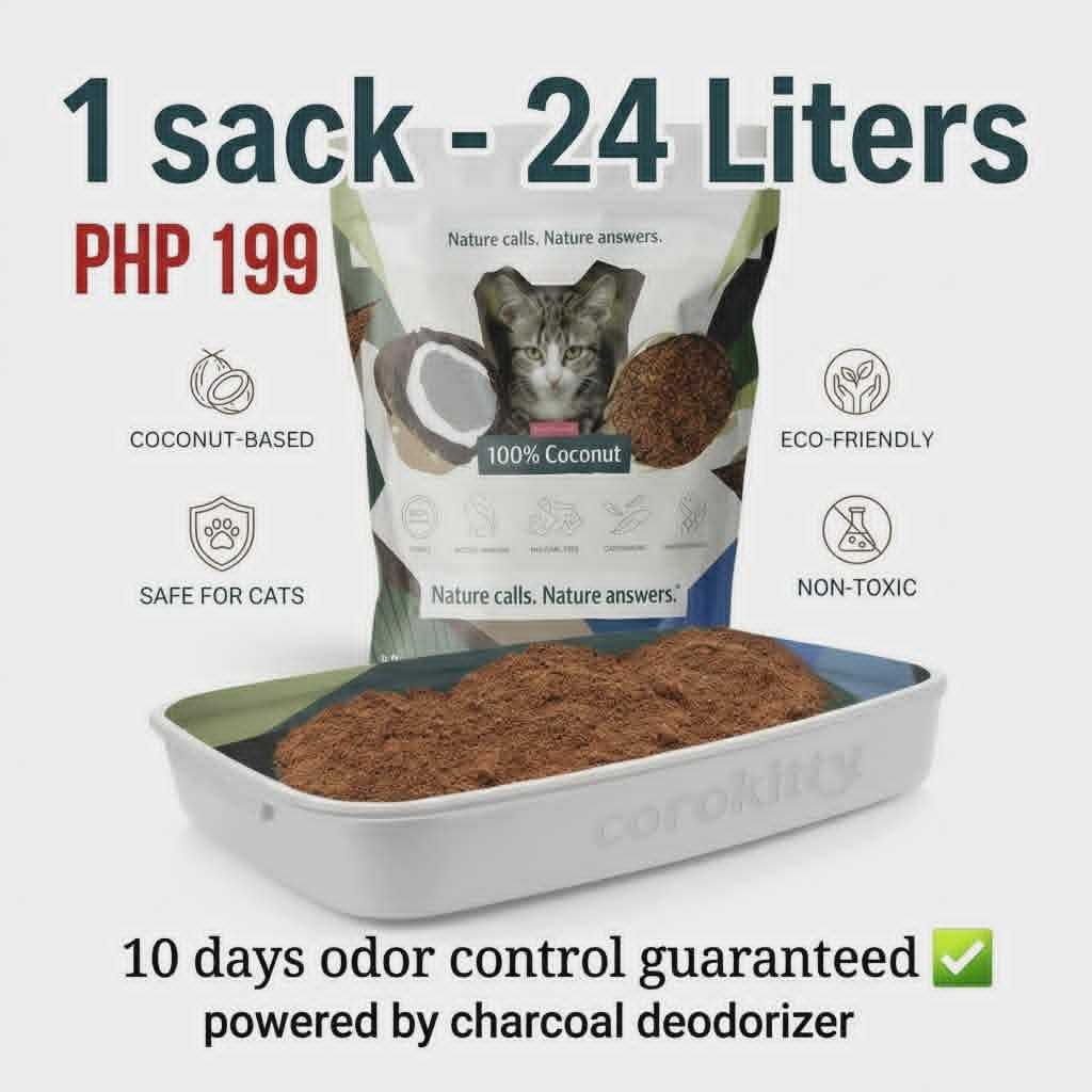 Zenki 1 sack 24Liter coconut cat litter 10 days no odor with activated ...