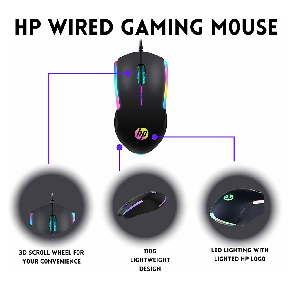 EasyPC| HP M160 wired gaming mouse| USB Black| RGB light | Shopee Philippines
