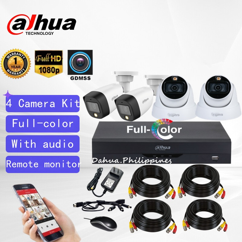 Dahua CCTV Package Full-color With Audio 4CH CCTV Kit 1080p HD DVR ...