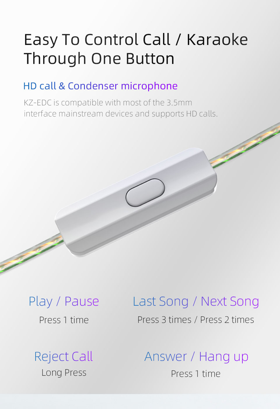 KZ EDC Dynamic Bass In-ear HIFI DJ Sports Headset Wired Stereo Noise ...