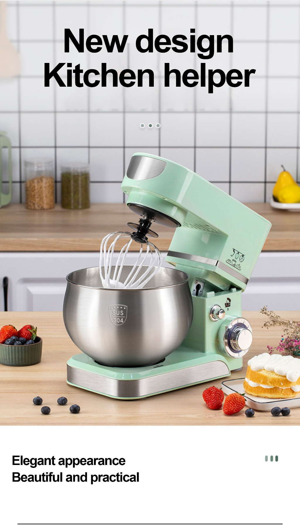 Vertical mixer 1200W 3.5L/4.5L/5.5L food mixers, multi-function mixer ...