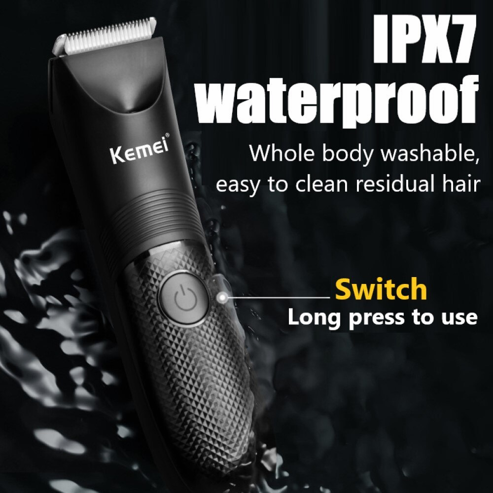 Kemei Groin Area Hair Trimmer Waterproof Wet Dry Clippers Pubic Armpit Body Hair Razor KM-1838 ...