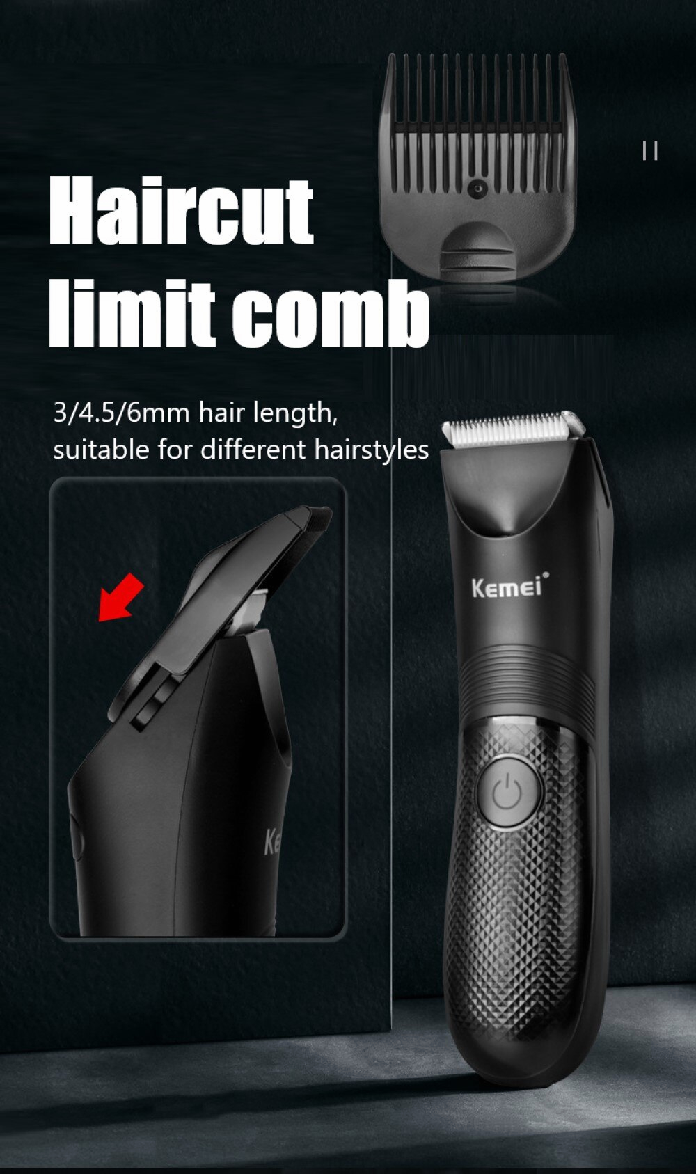 Kemei Groin Area Hair Trimmer Waterproof Wet Dry Clippers Pubic Armpit ...