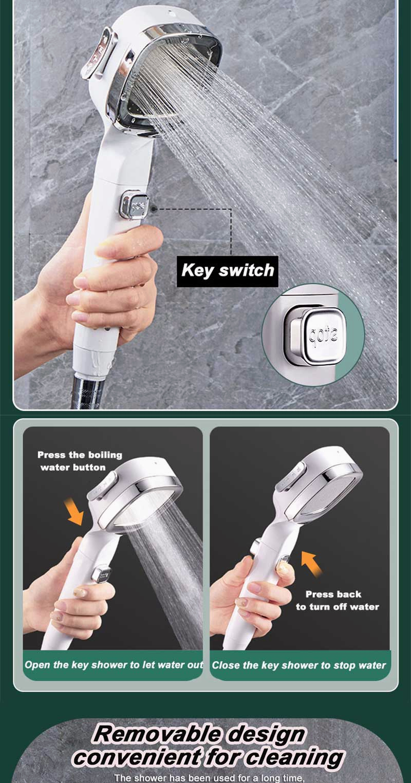 MANUYAMA Shower Head Nozzle with Filter High Pressure Booster Handheld ...