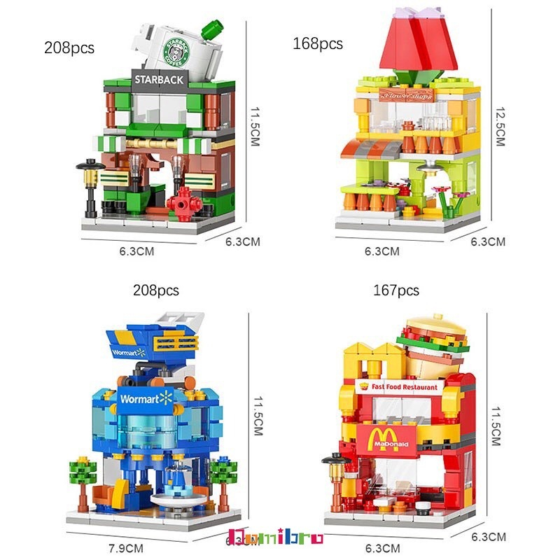 208pcs Mini Lego City Street View Building Blocks McDonald's House ...