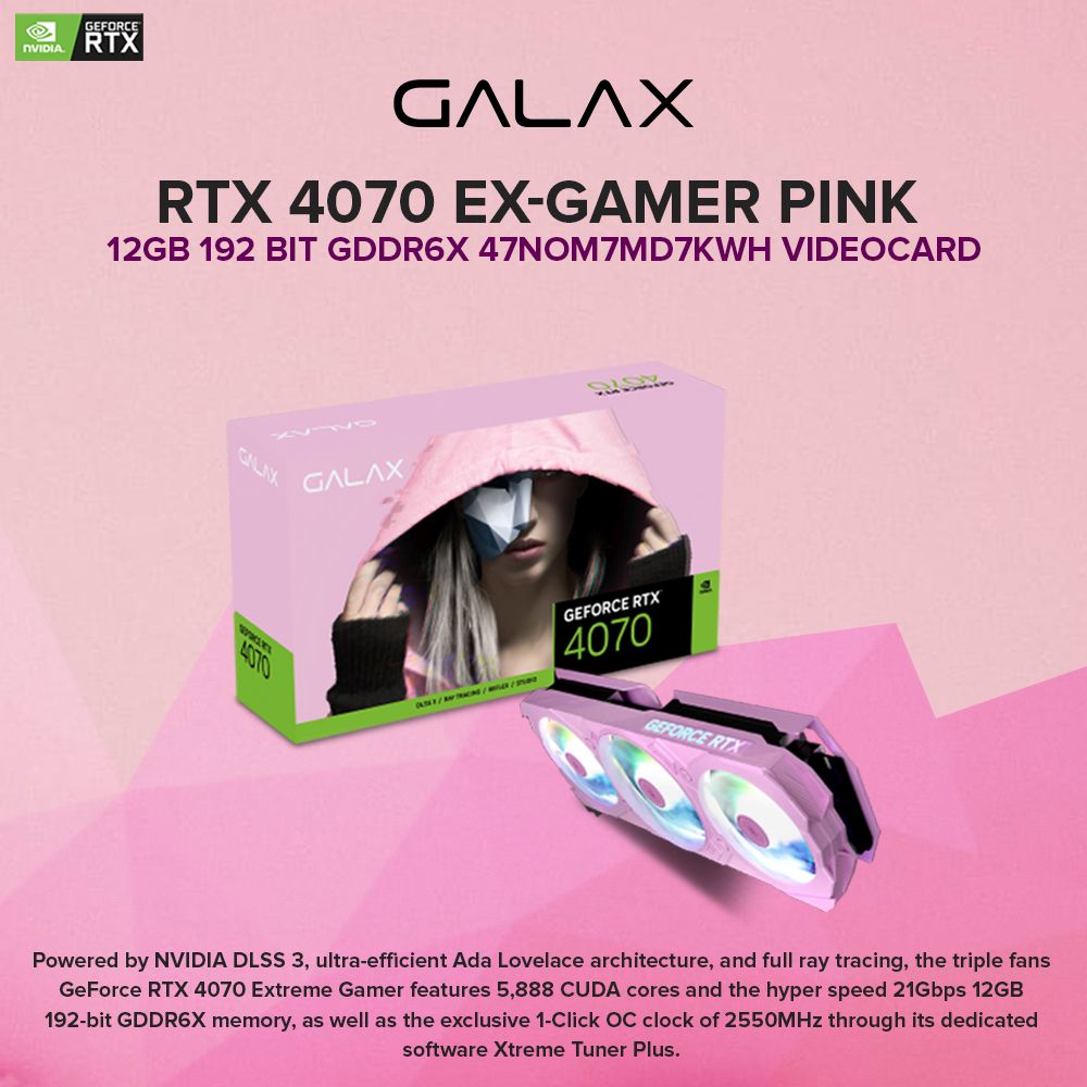 EasyPC| Galax GeForce RTX 4070 EX-Gamer GDDR6X graphics card| Pink and ...