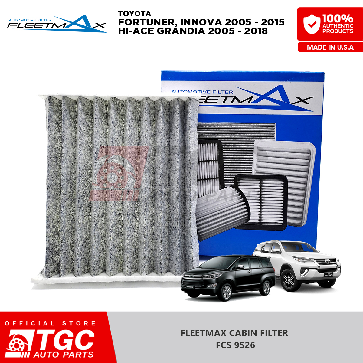 Fleetmax Cabin Filter TOYOTA FORTUNER ,INNOVA 2005 - 2015 HI-ACE ...