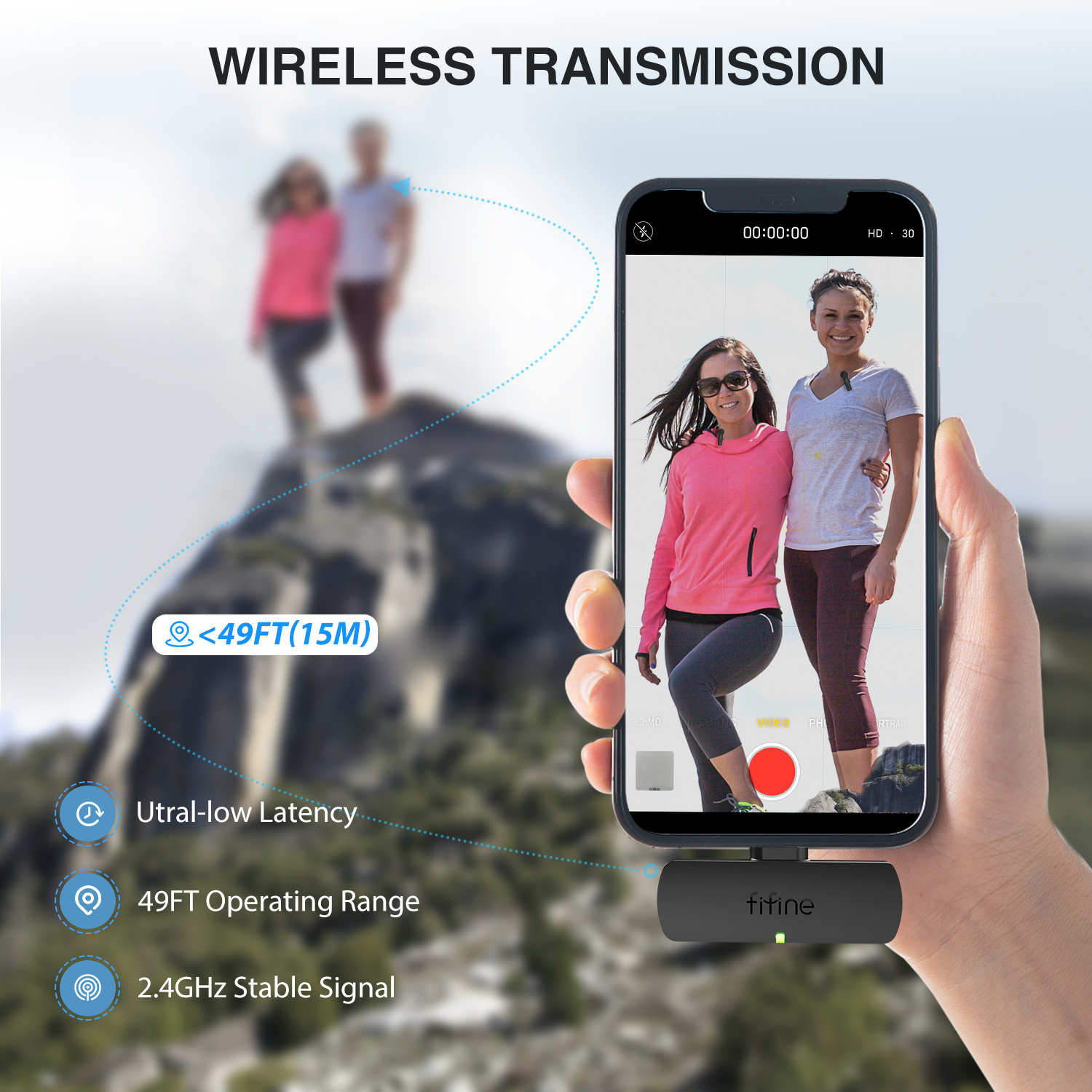 FIFINE M8 Wireless Lavalier Lapel Microphone System for Phones/Tablets ...