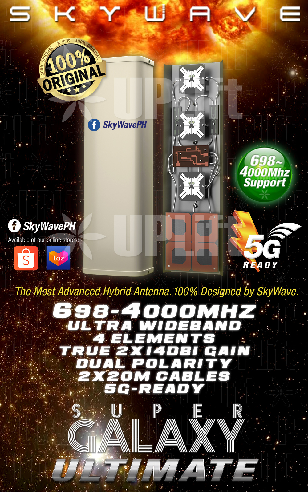 SkyWave Super Galaxy Ultimate Hybrid Antenna New Model 698-4000Mhz 5G ...