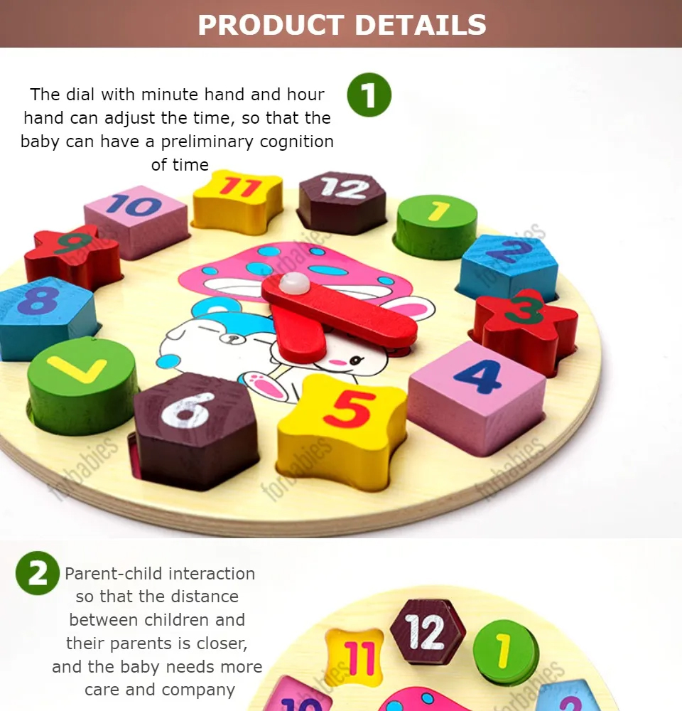 Educational toys.Digital Geometry Clock Wooden Toy with box,brain game ...