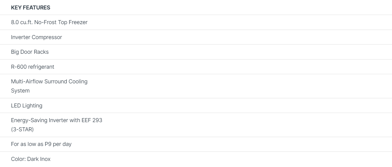 Condura 8cu ft. No Frost Inverter Top Freezer Refrigerator CNF-217i ...