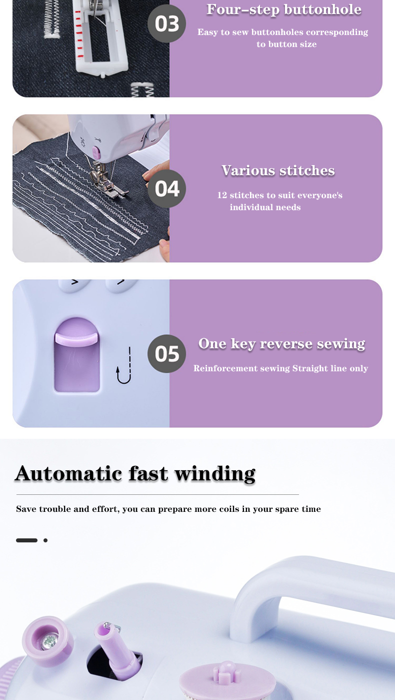 【ALL FLYING】Portable Sewing Machine Mini Electric Household 12 Stitches ...