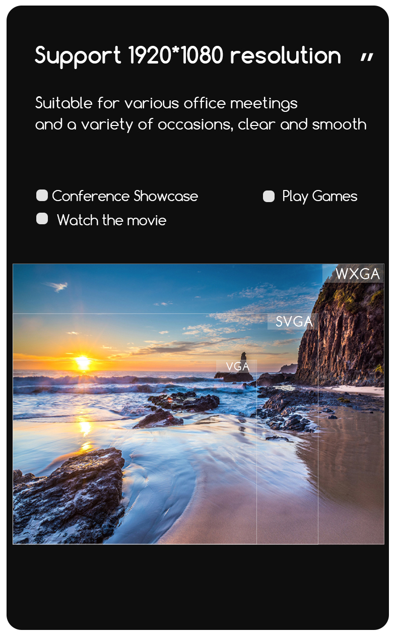 Deli Vusign 3000 Lumen Projector Portable HD 1080P Projector 16:9 Stand ...