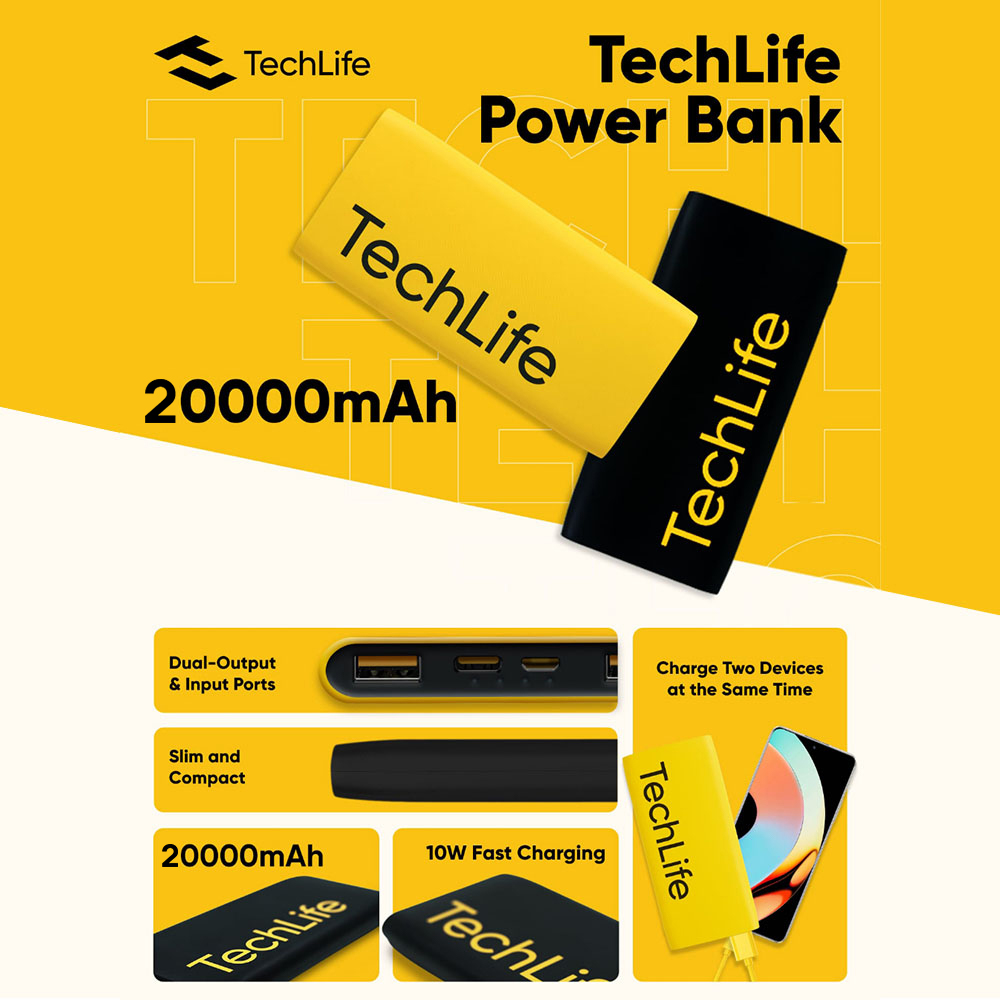 Realme TechLife Power Bank 20000mAh | Two-way 10W Fast Charge | Dual ...