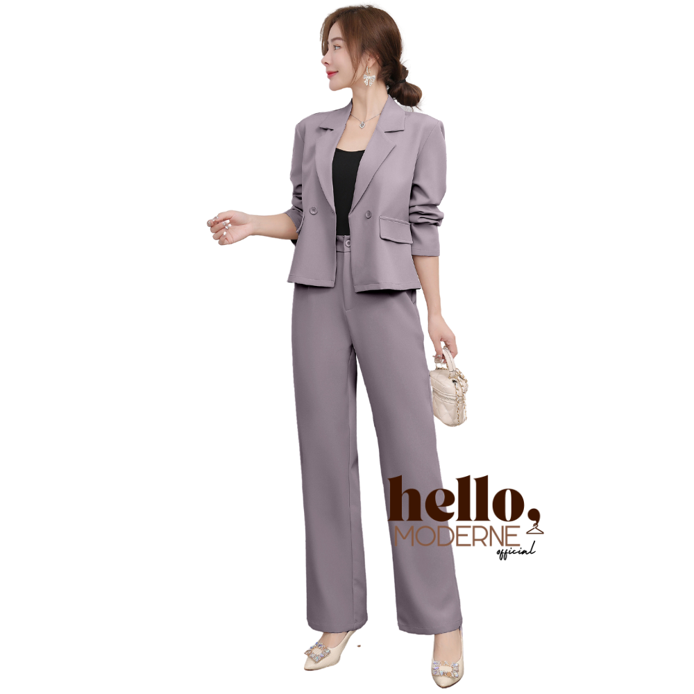 Hello Moderne Terno Set S-L Semi Crop Style Plain 2 Buttons Terno For ...