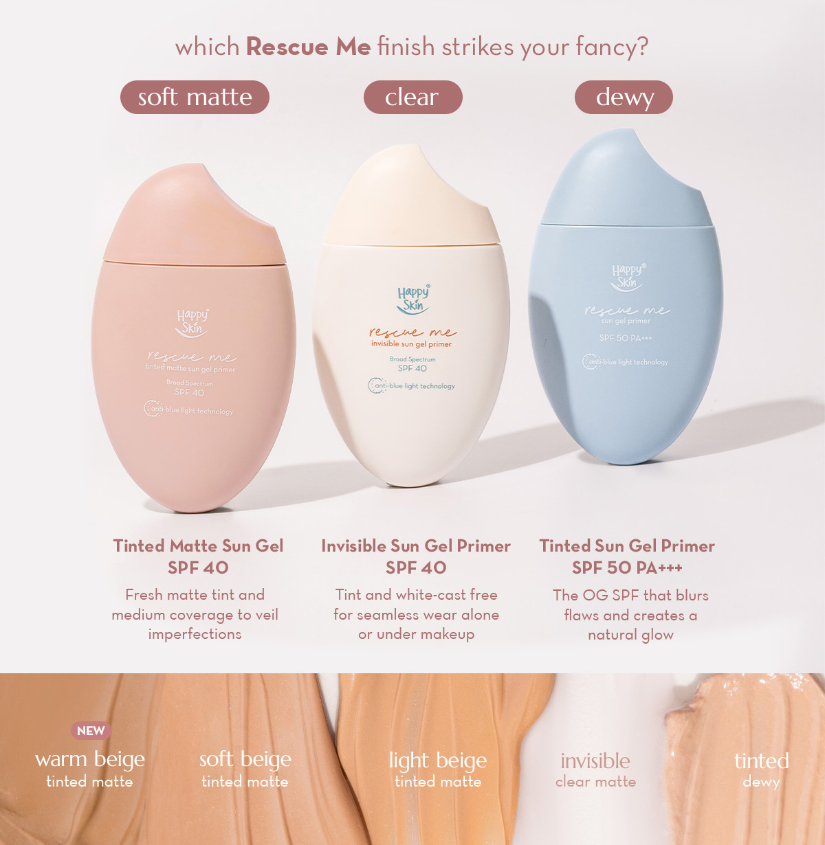 Happy Skin Rescue Me Tinted Matte Sun Gel Primer Broad Spectrum SPF 40 ...