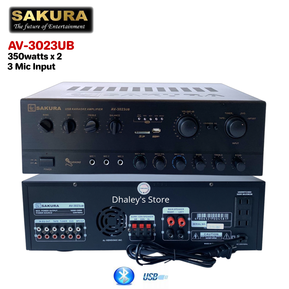 Original Sakura AV-3023UB Karaoke Karaoke Amplifier 350watts X 2 with Bluetooth/ USB / SD Port ...
