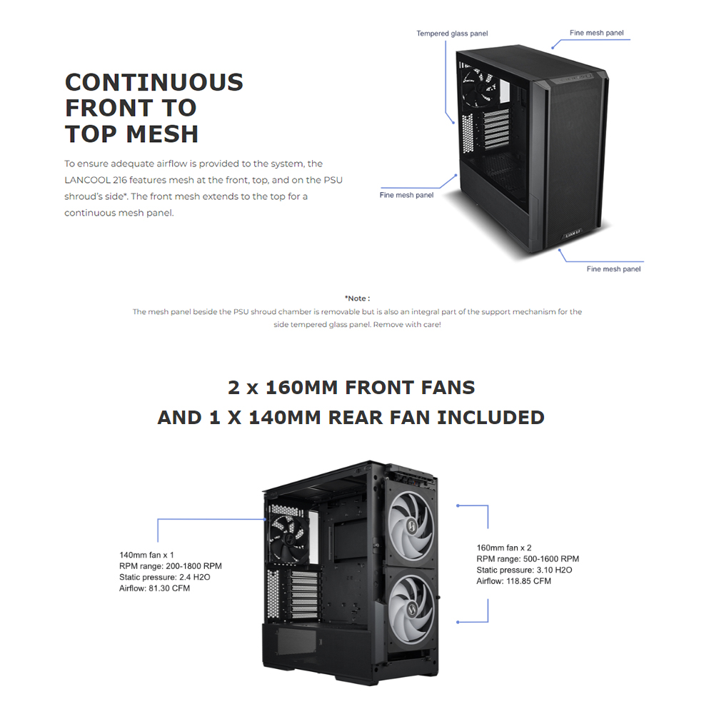 EasyPC| LianLi LanCool 216 pc case gaming| Tempered Glass| ATX Mid ...