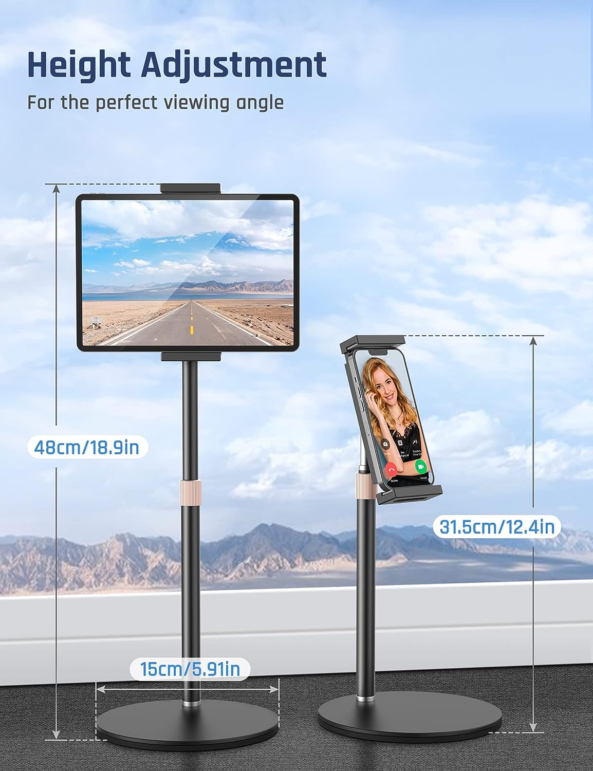 Portable Adjustable Monitor Tablet Phone Holder Stand Height Rotating ...