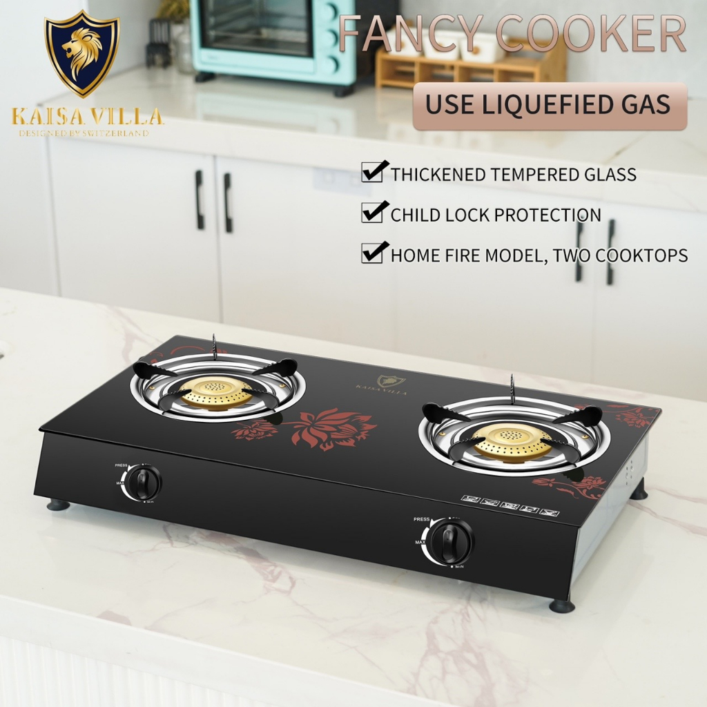 KaisaVilla Single & Double Burner Elegant Tempered Glass Gas Stove ...