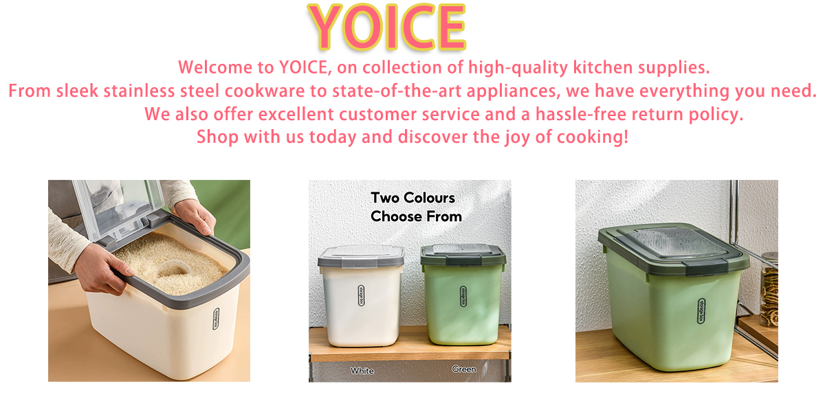 YOICE 10kg Rice Dispenser Rice Storage Container with Lid and Measuring ...
