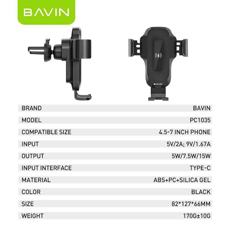 BAVIN PC1035 Fast Charging Wireless Phone Holder For 4.5 - 7 Inch | Shopee Philippines