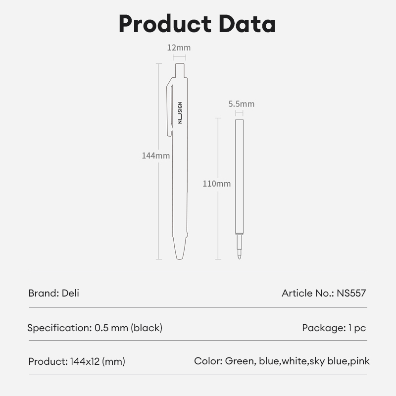 Nusign by Deli Gel Pen Ballpen 0.5mm Perfect Smooth Black Ink Assorted ...